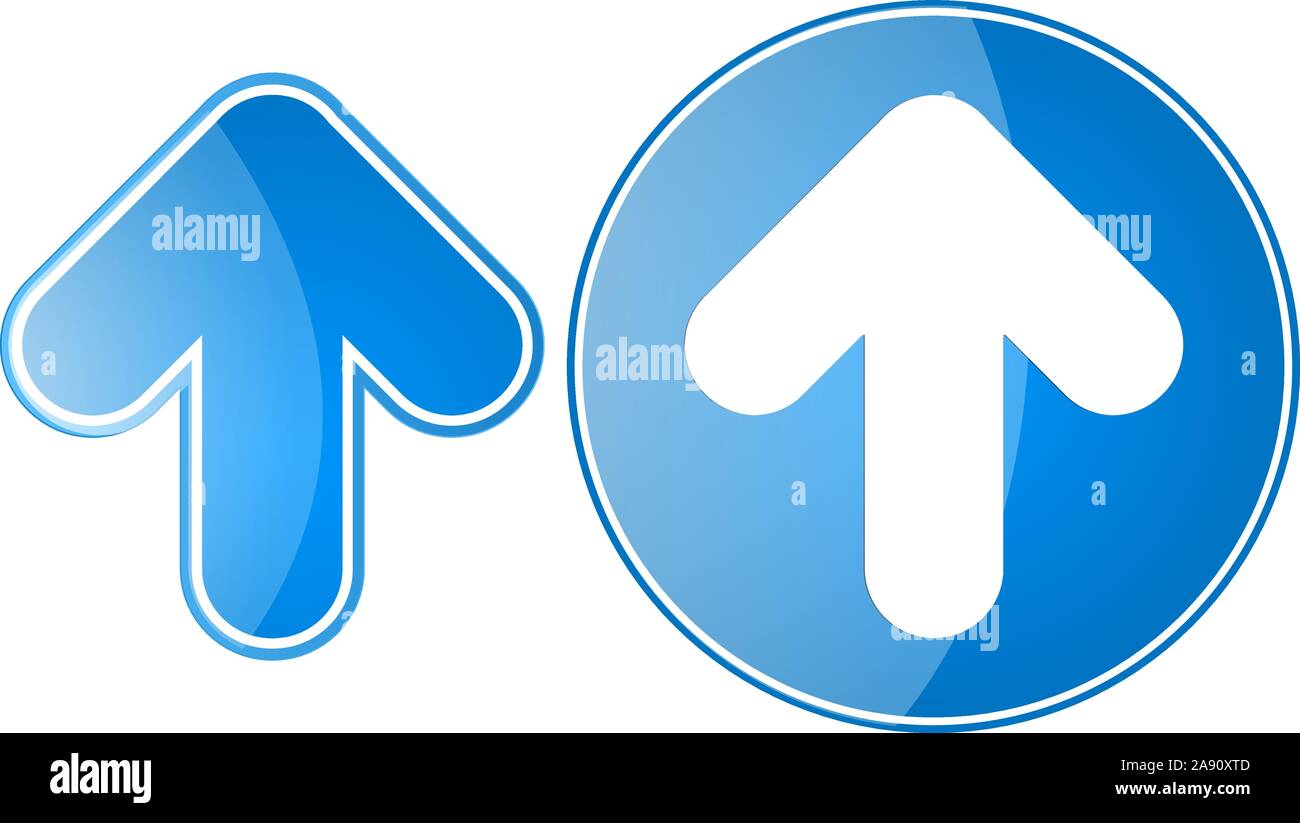 Blue circle white arrow hi-res stock photography and images - Alamy