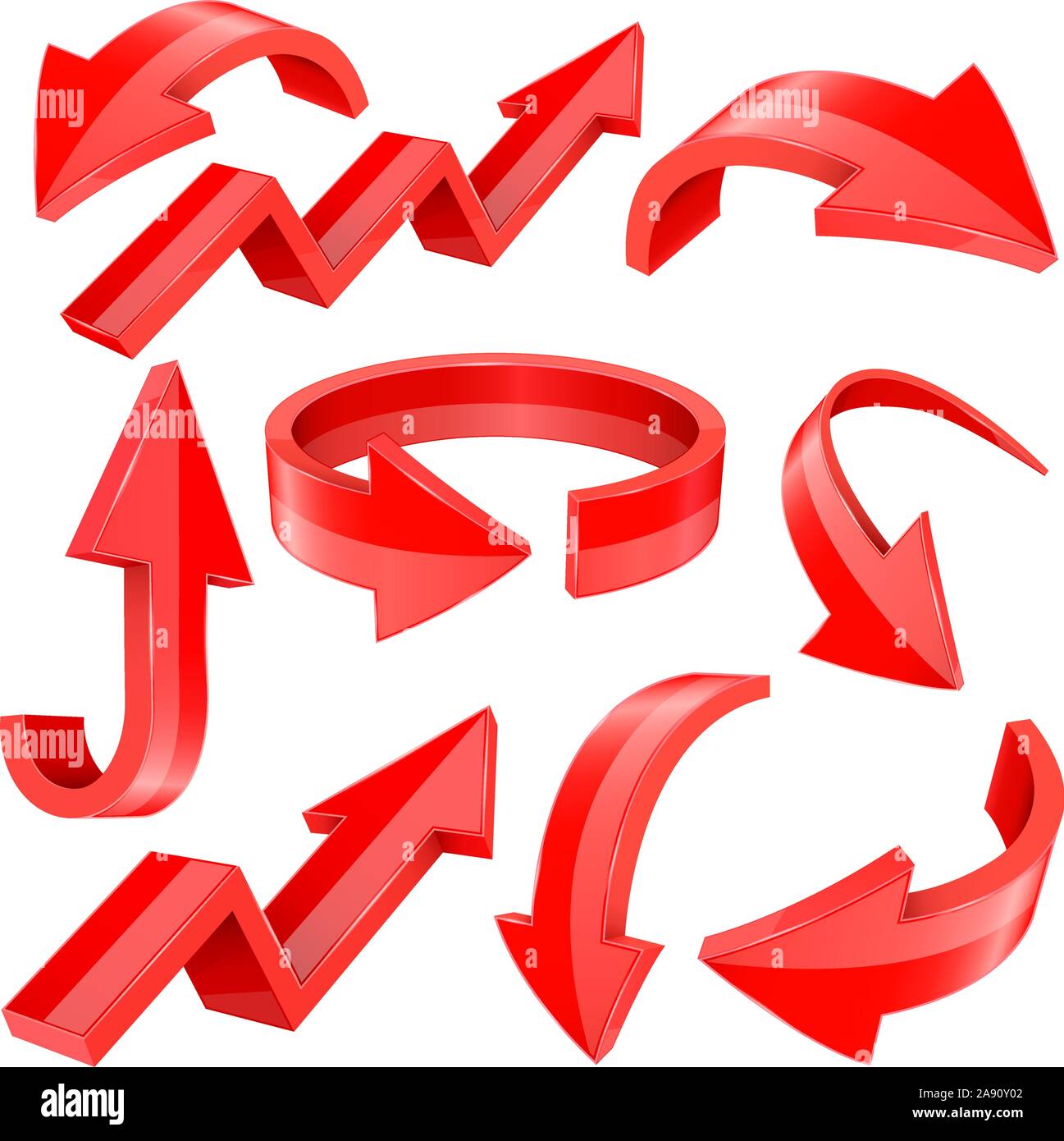 3d arrows. Red signs with reflection Stock Vector Image & Art - Alamy