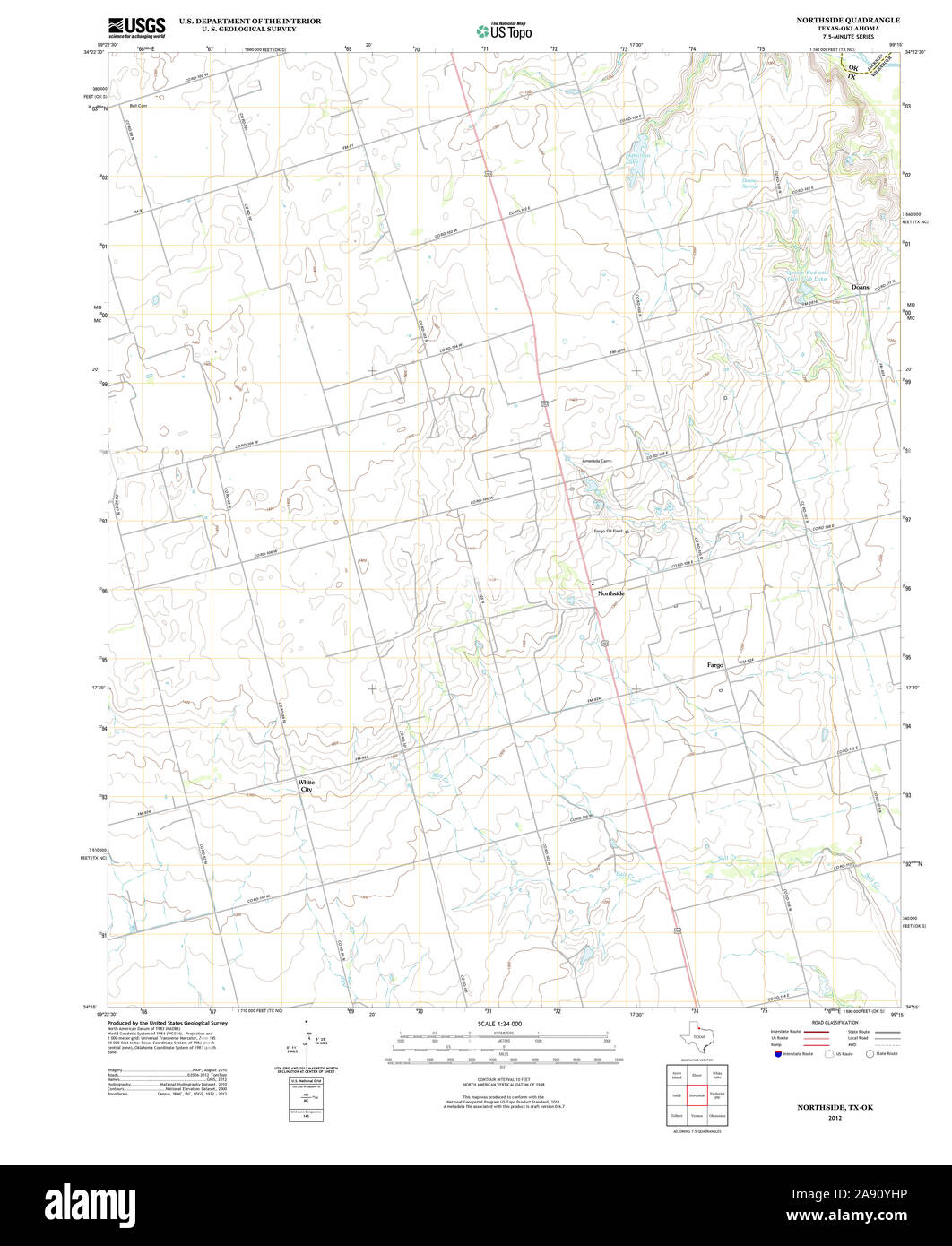 USGS TOPO Map Texas TX Northside 20121102 TM Restoration Stock Photo ...