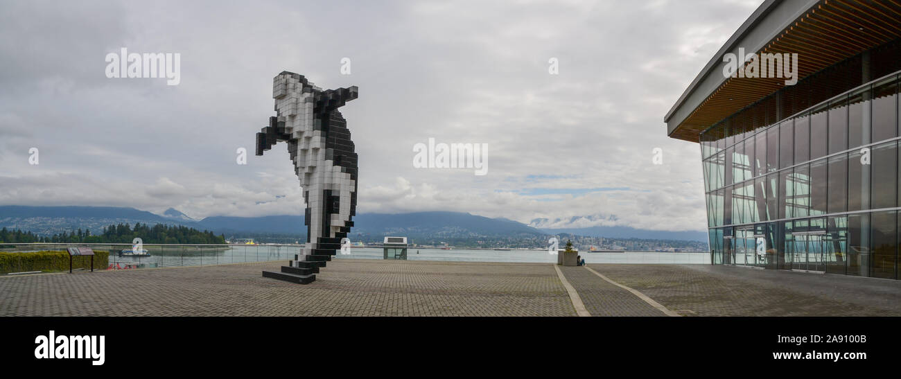 Pixelated Orca installation Stock Photo - Alamy
