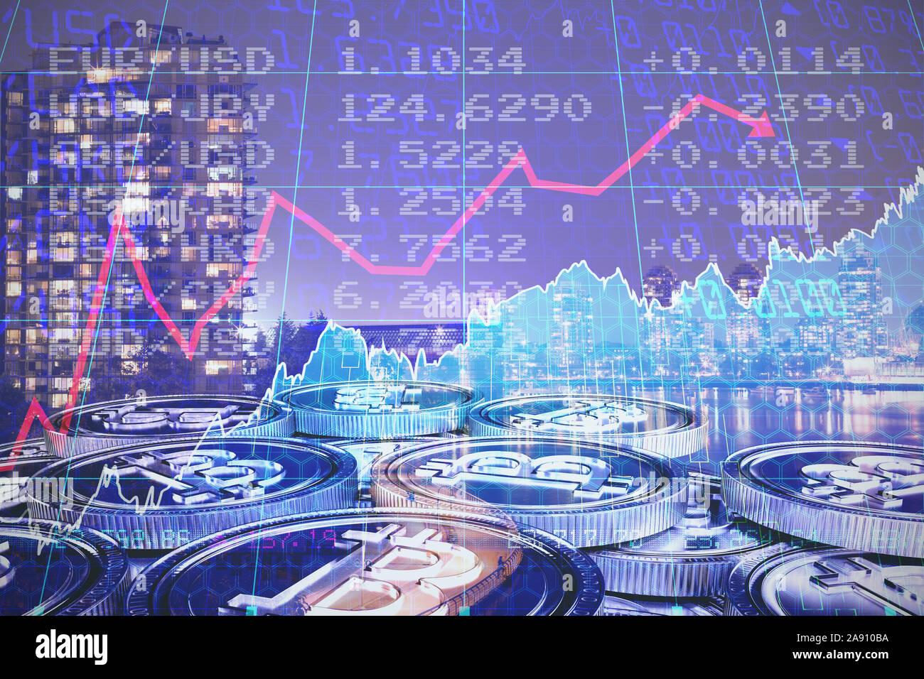 Composite image of stock figures on screen Stock Photo - Alamy