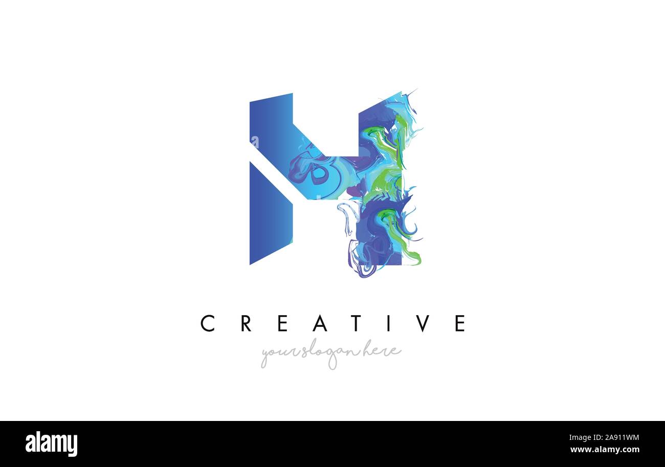 H Letter Icon Design Logo With Creative Artistic Ink Painting Flow in ...
