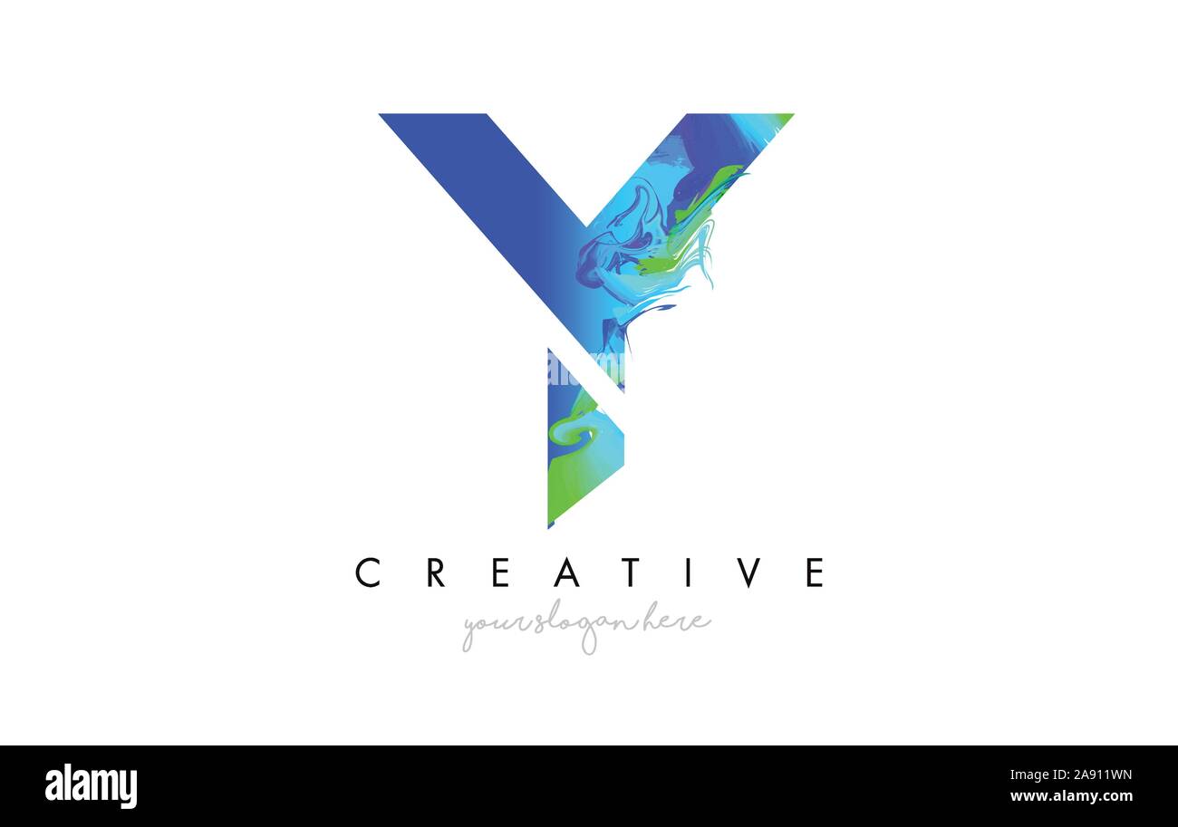 Y Letter Icon Design Logo With Creative Artistic Ink Painting Flow in ...