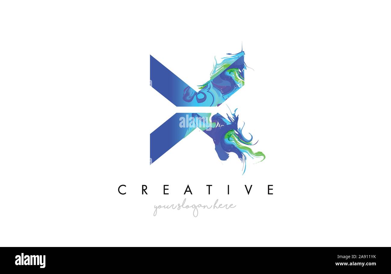 X Letter Icon Design Logo With Creative Artistic Ink Painting Flow in ...