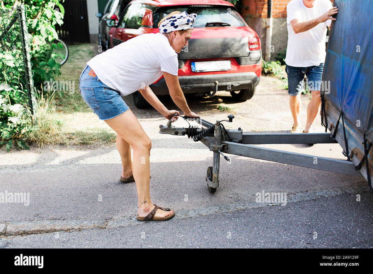 Car pulling trailer hi-res stock photography and images - Alamy