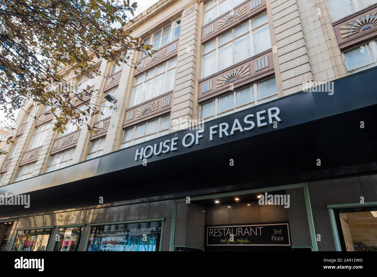 House of Fraser department store on a British high street. Bournemouth ...
