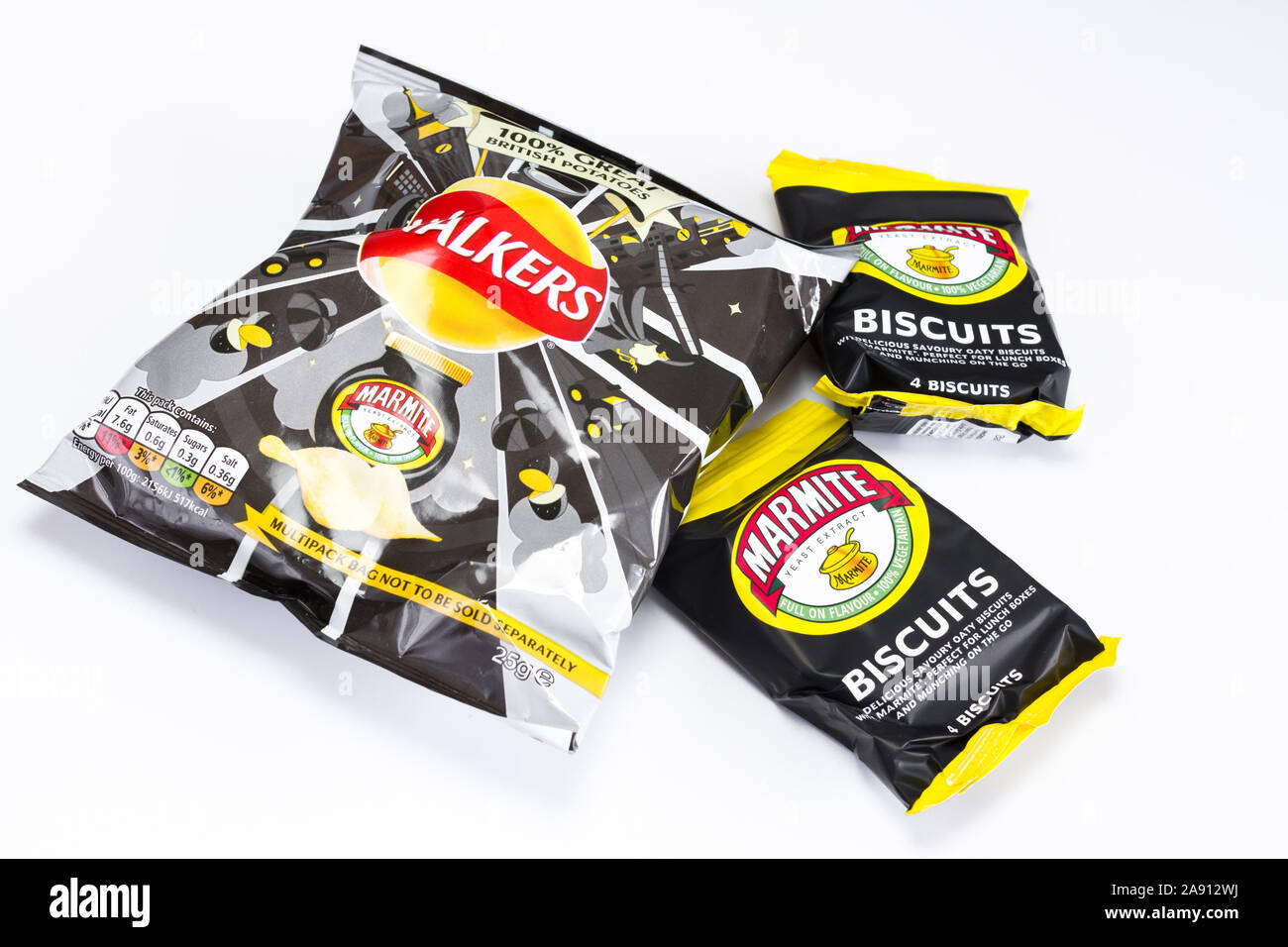 Packets of Marmite snacks crisps & savoury biscuits. UK Stock Photo - Alamy