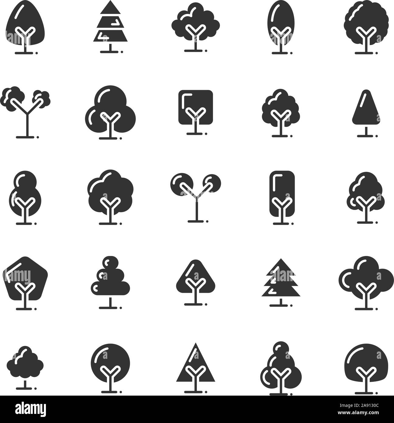Tree solid icon set. Vector and Illustration Stock Vector Image & Art ...