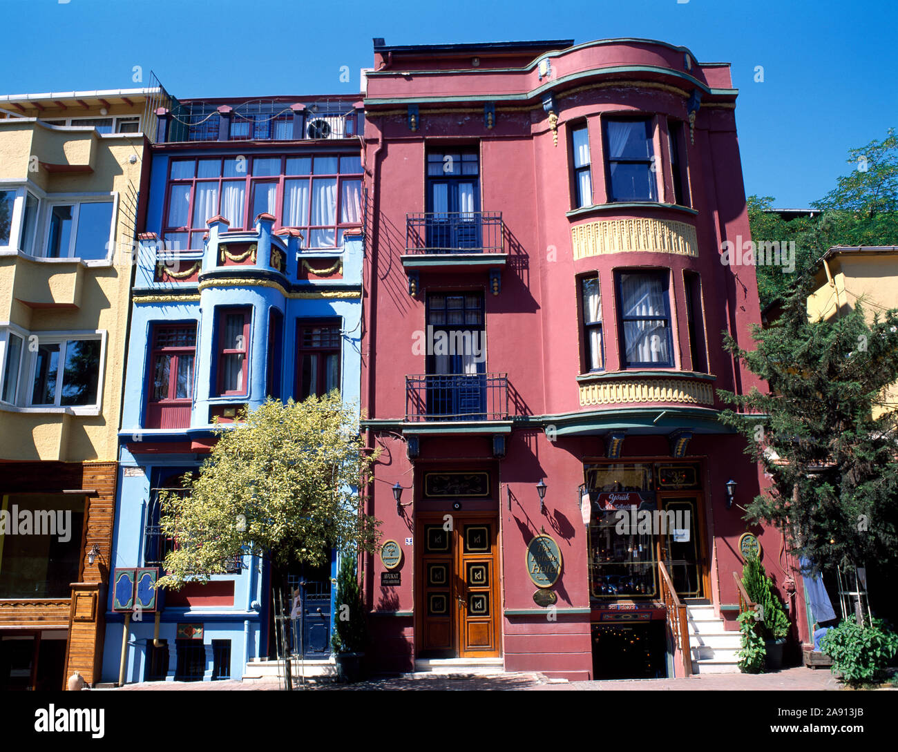 Exteriors of old homes in Istanbul Turkey Stock Photo - Alamy