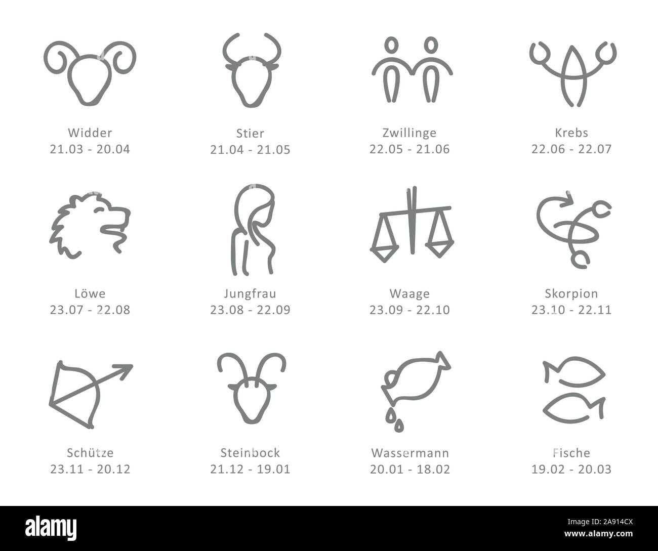 simple zodiac sign outline horoscope with date vector illustration ...