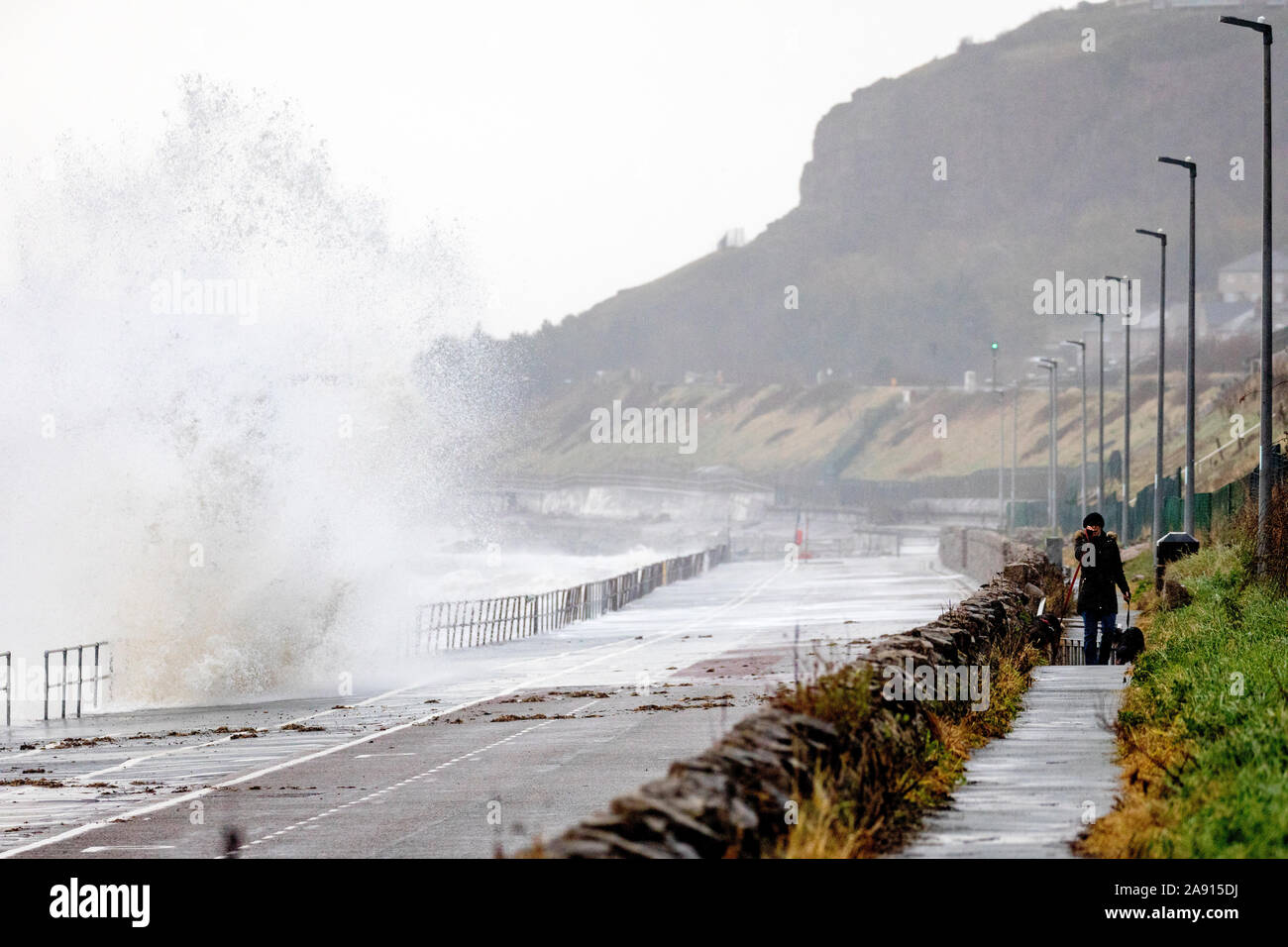Colwyn Bay, North Wales, UK. UK Weather: Monday 12th November 2019. Wet ...