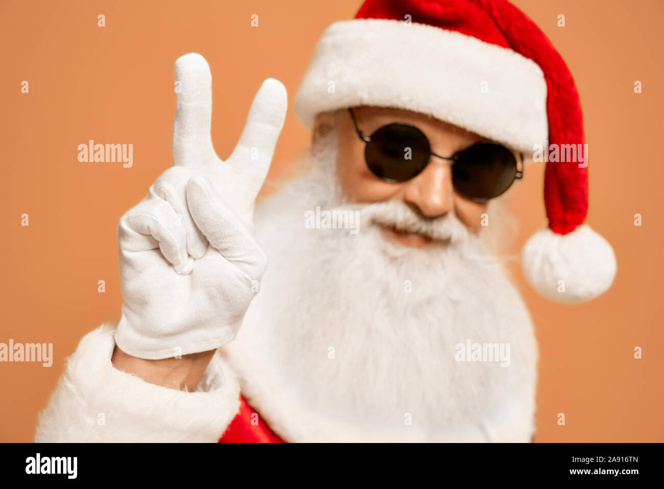 Authentic Santa Claus with real grey beard , wearing traditional ...