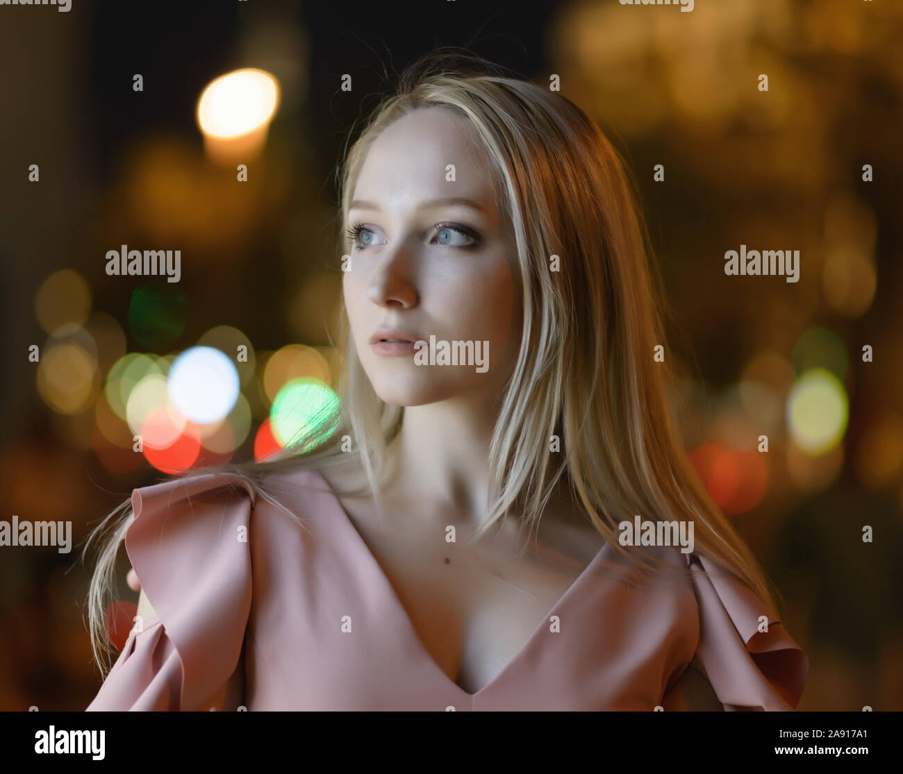 Cute beautiful woman portrait night hi-res stock photography and images ...