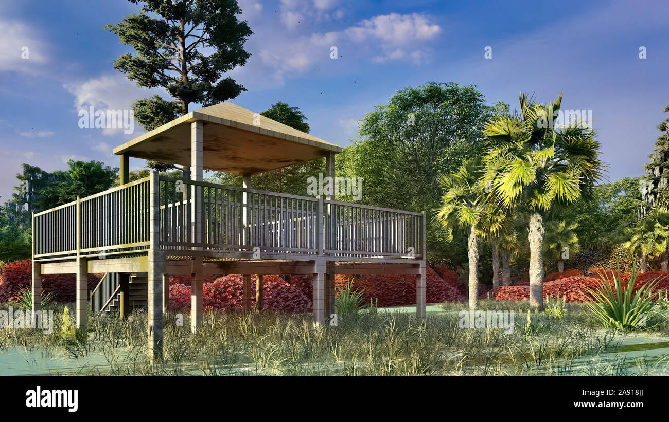 Fishing pier in swamp 3d hi-res stock photography and images - Alamy