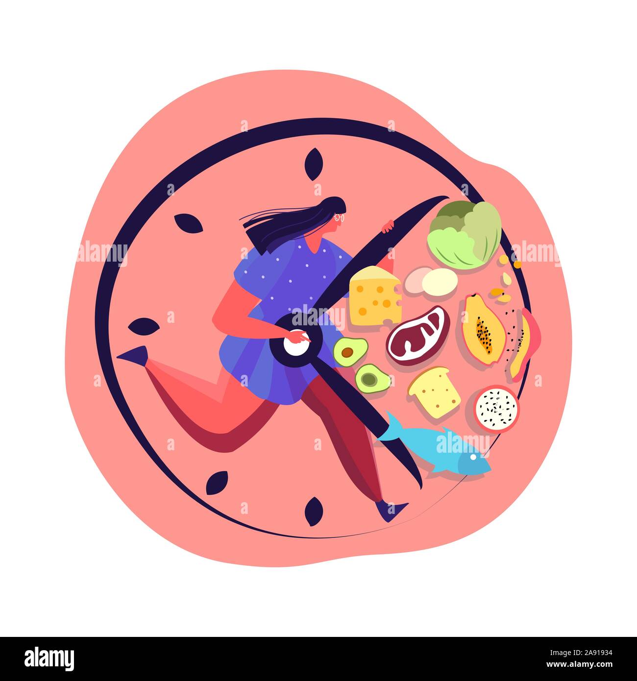 Body clock concept woman Stock Vector Images - Alamy