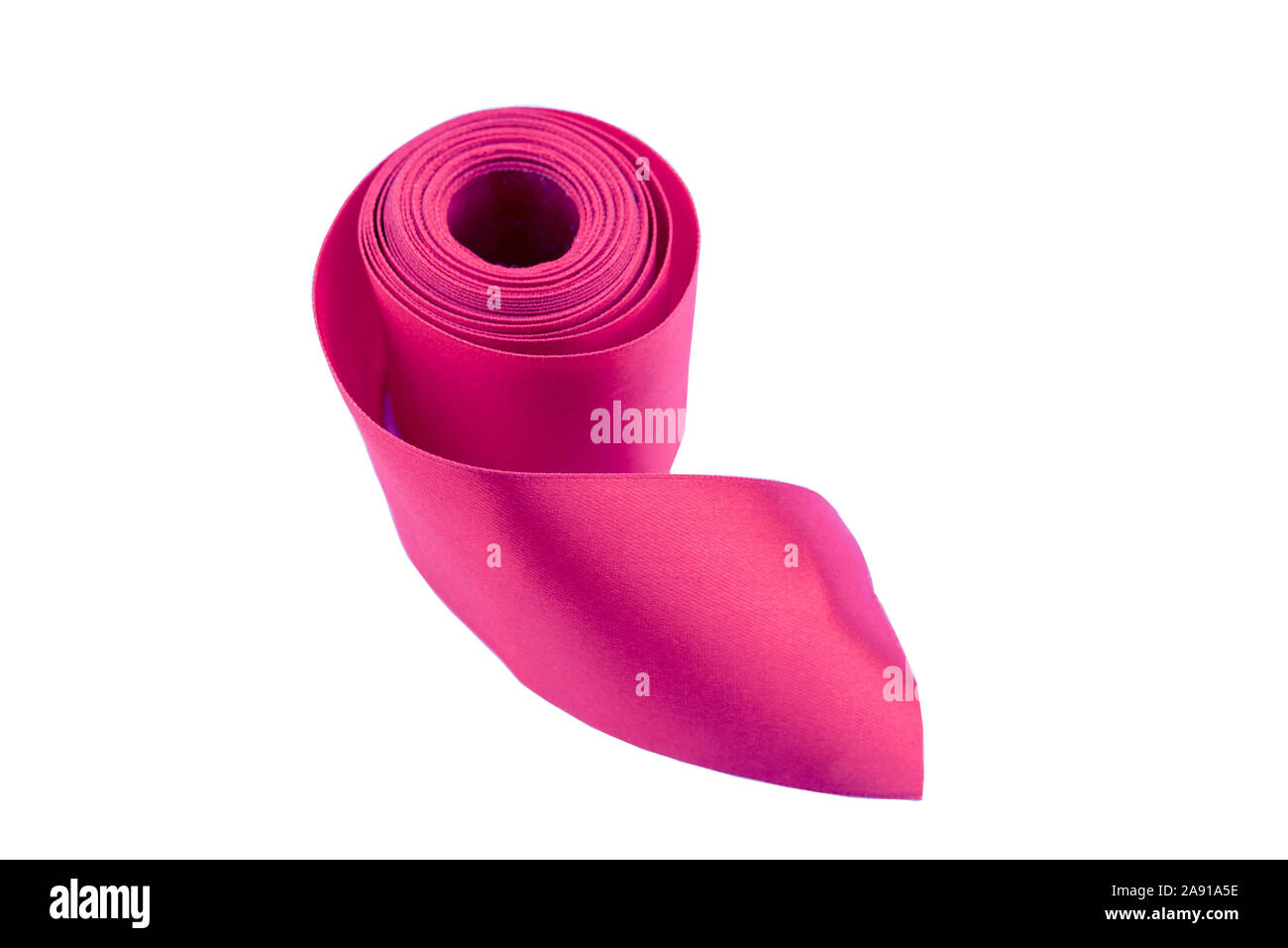 bright pink fabric tape rolled up isolated on white background Stock ...