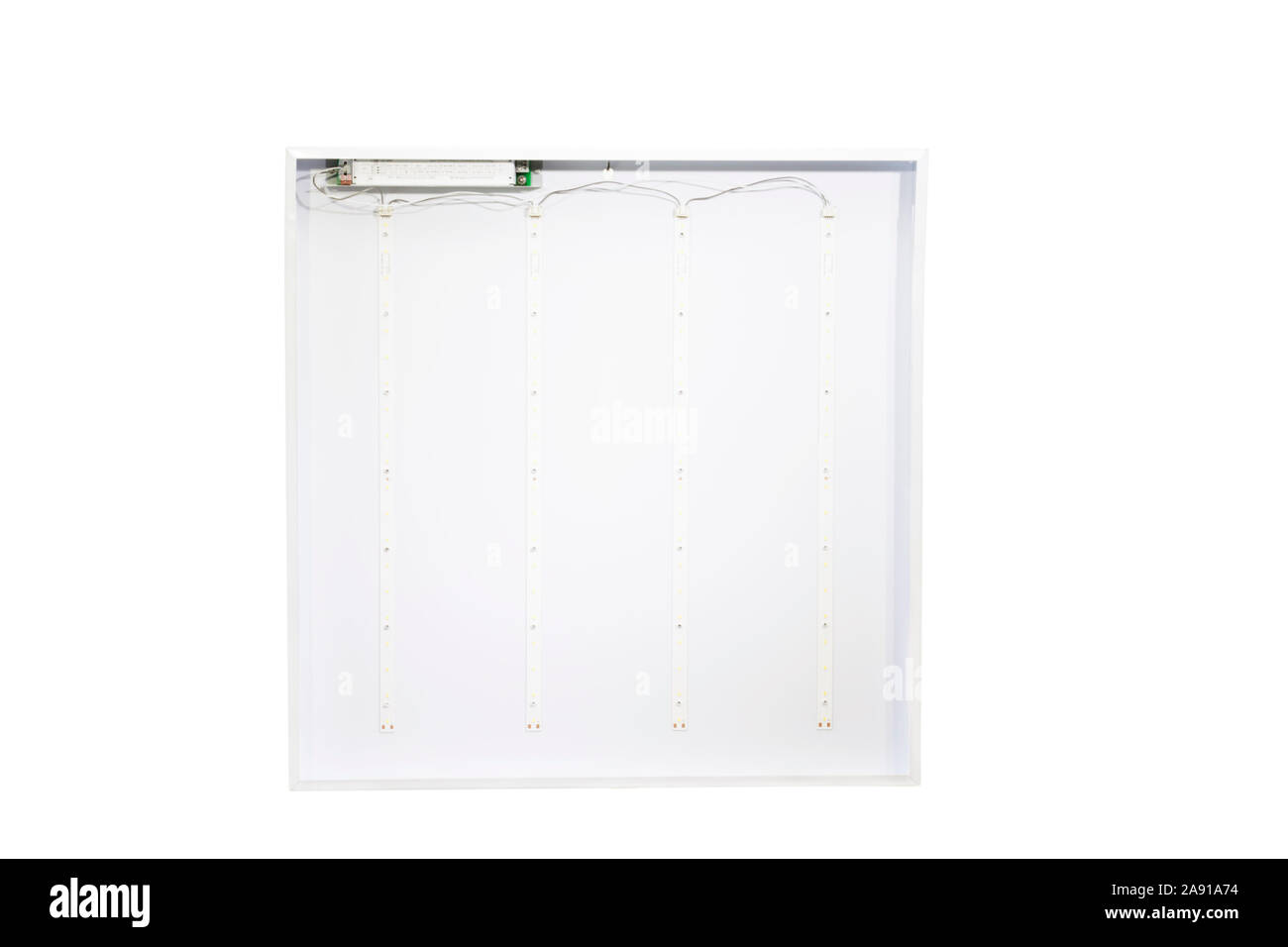 Power saving electrical efficiency concept. White led lights panel ...