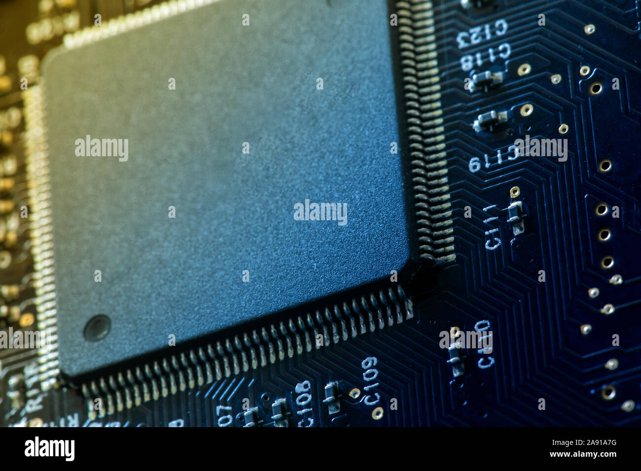 Electronic computer hardware technology. Photo of electric component ...