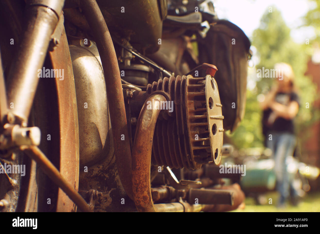 side of a vintage motorcycle Stock Photo - Alamy