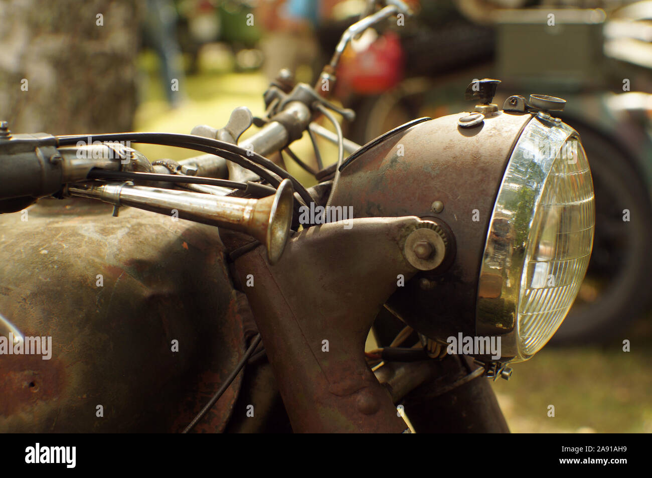 Frontlight of a vintage classic motorcycle Stock Photo - Alamy