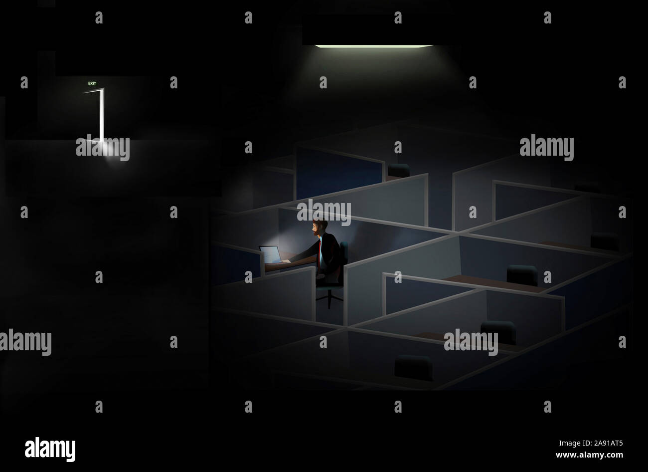 Office cubicle night hi-res stock photography and images - Alamy