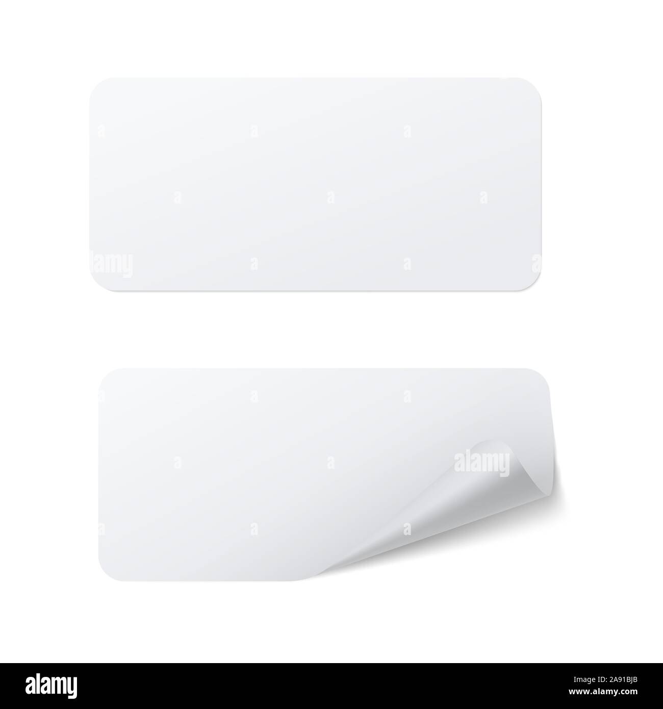 Realistic template of white rectangular paper adhesive sticker with ...