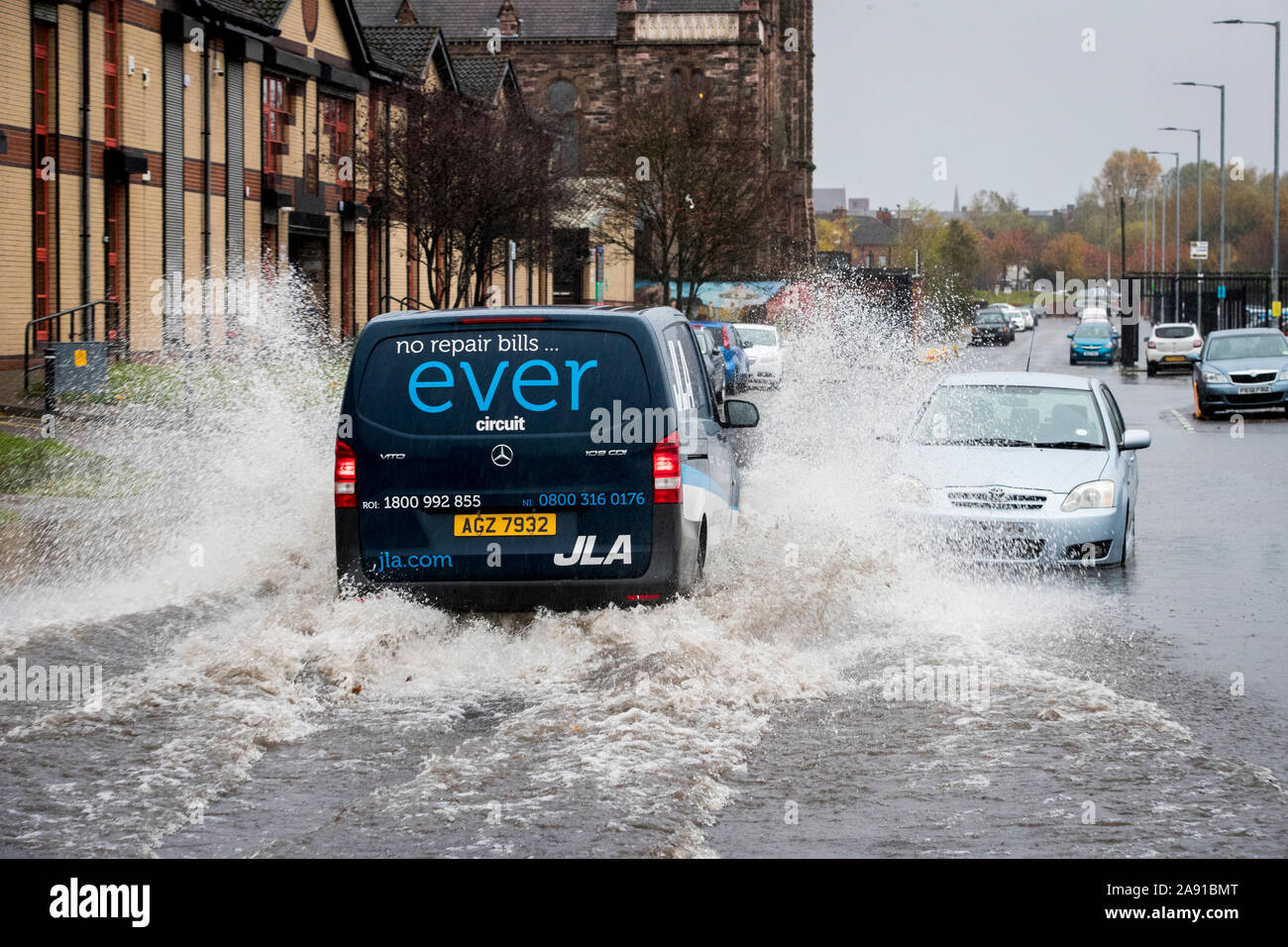 The scene in Townsend Street in Belfast following heavy overnight rain ...