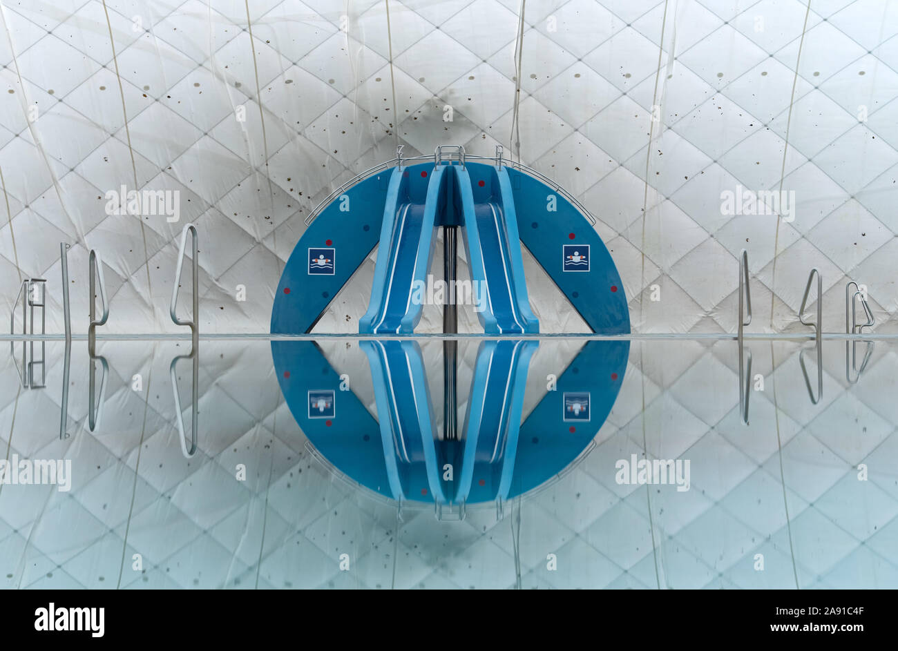Berlin, Germany. 12th Nov, 2019. The new air dome and a water slide in ...