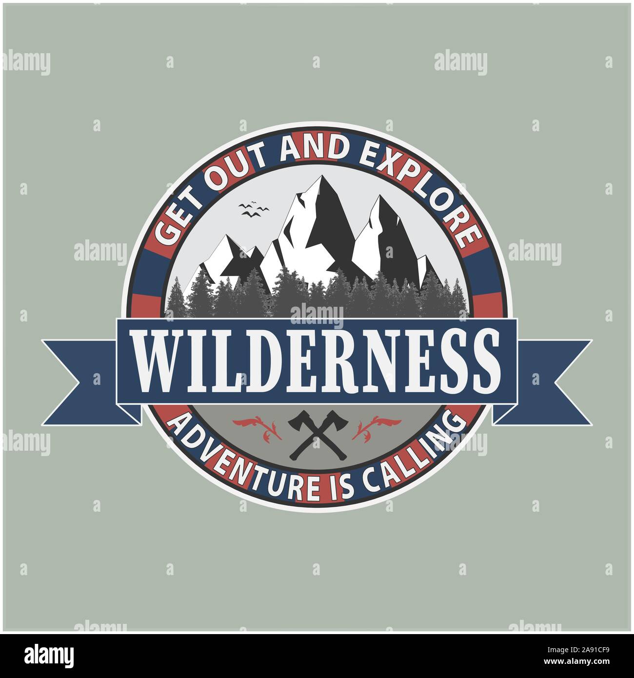 get out and explore outddor adventure Illustration Vintage mountain ...