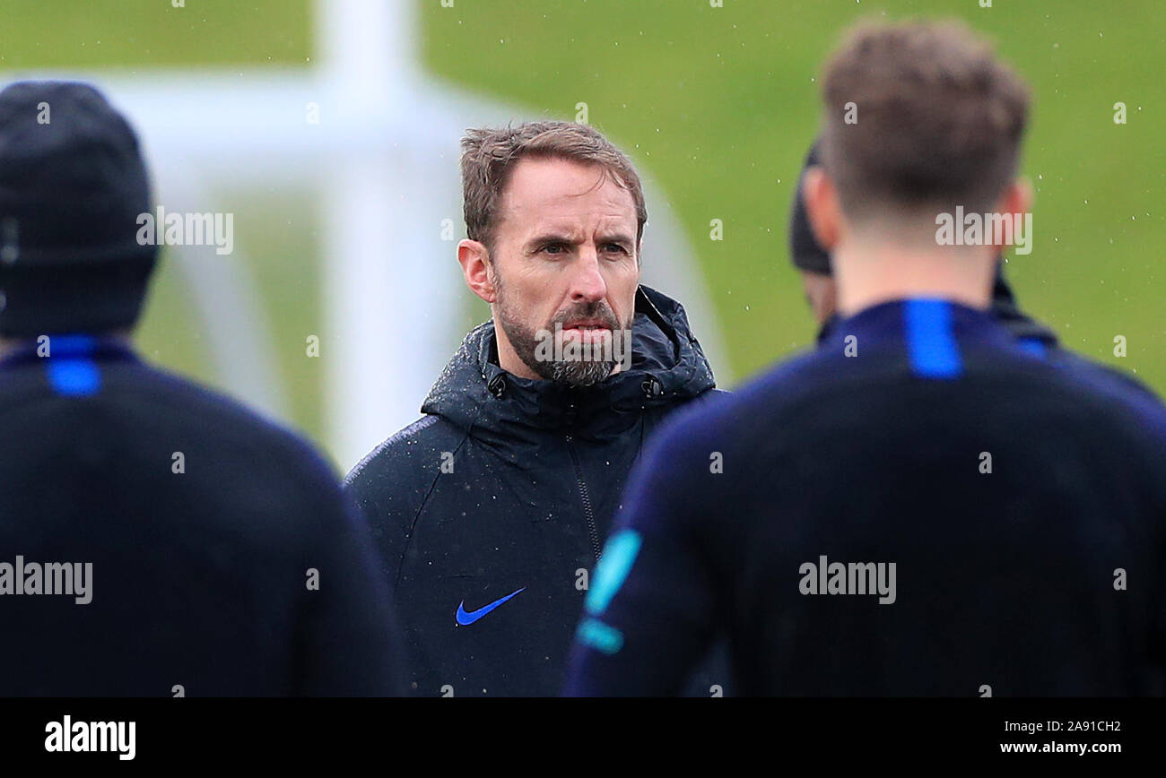 England manager Gareth Southgate during the training session at St ...