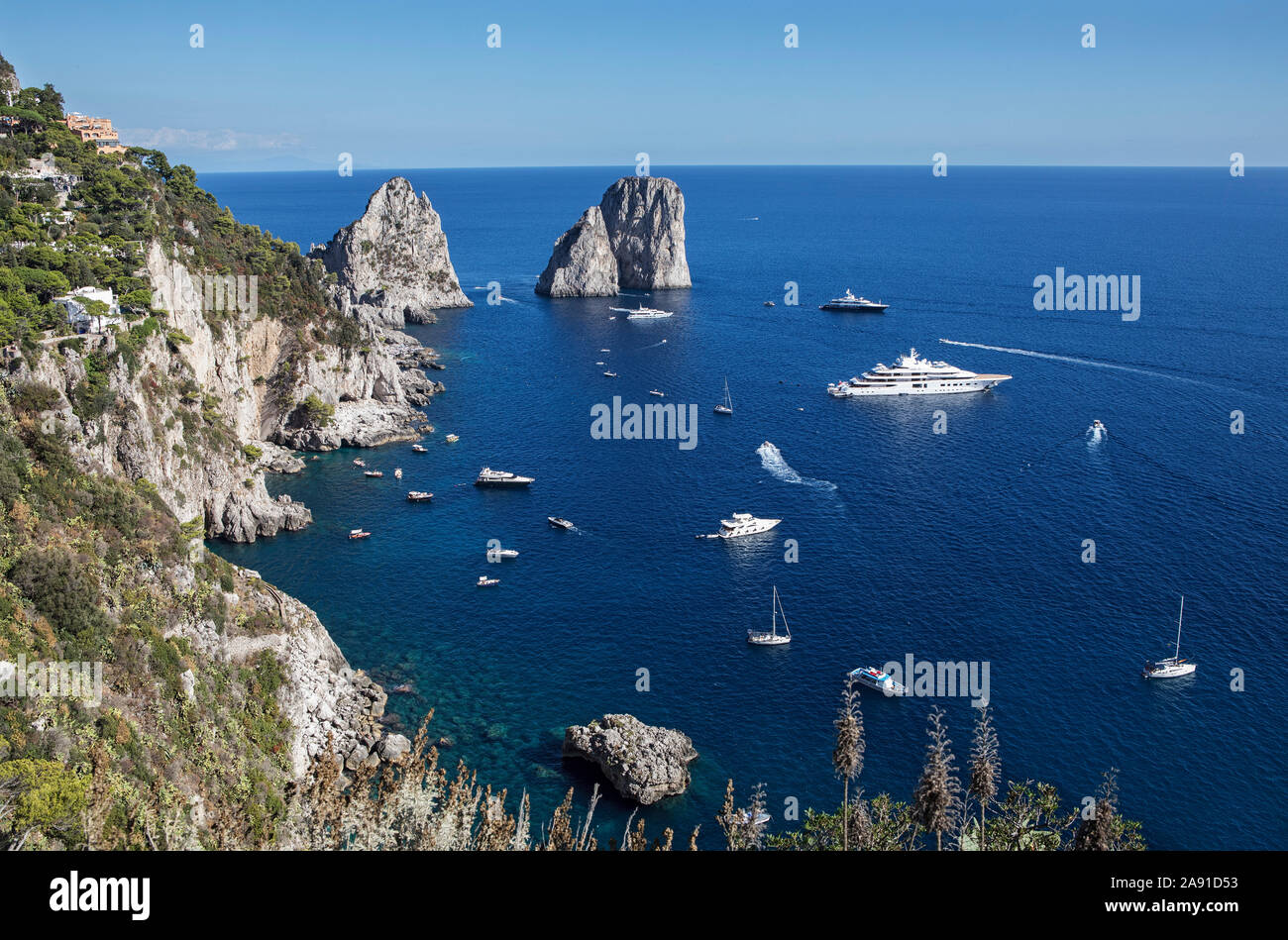View from the Isle of Capri showing the famous film location, Italy ...