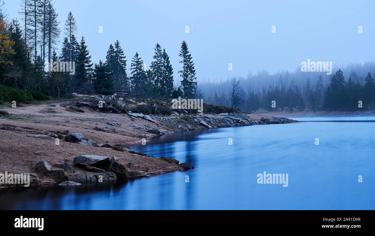 Hazy Dawn at Lake Oder, Harz Mountains Stock Photo - Alamy