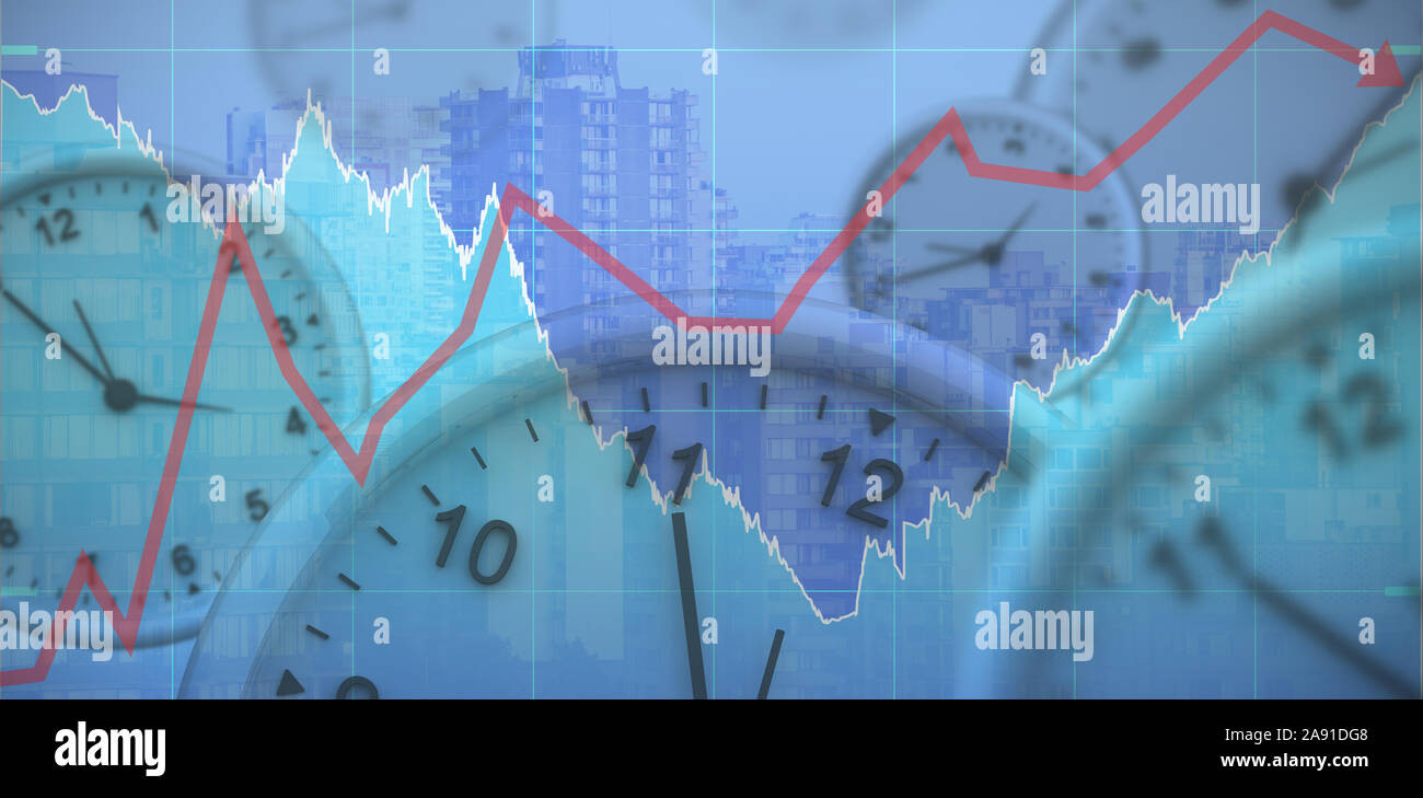 Composite image of red line graph Stock Photo - Alamy