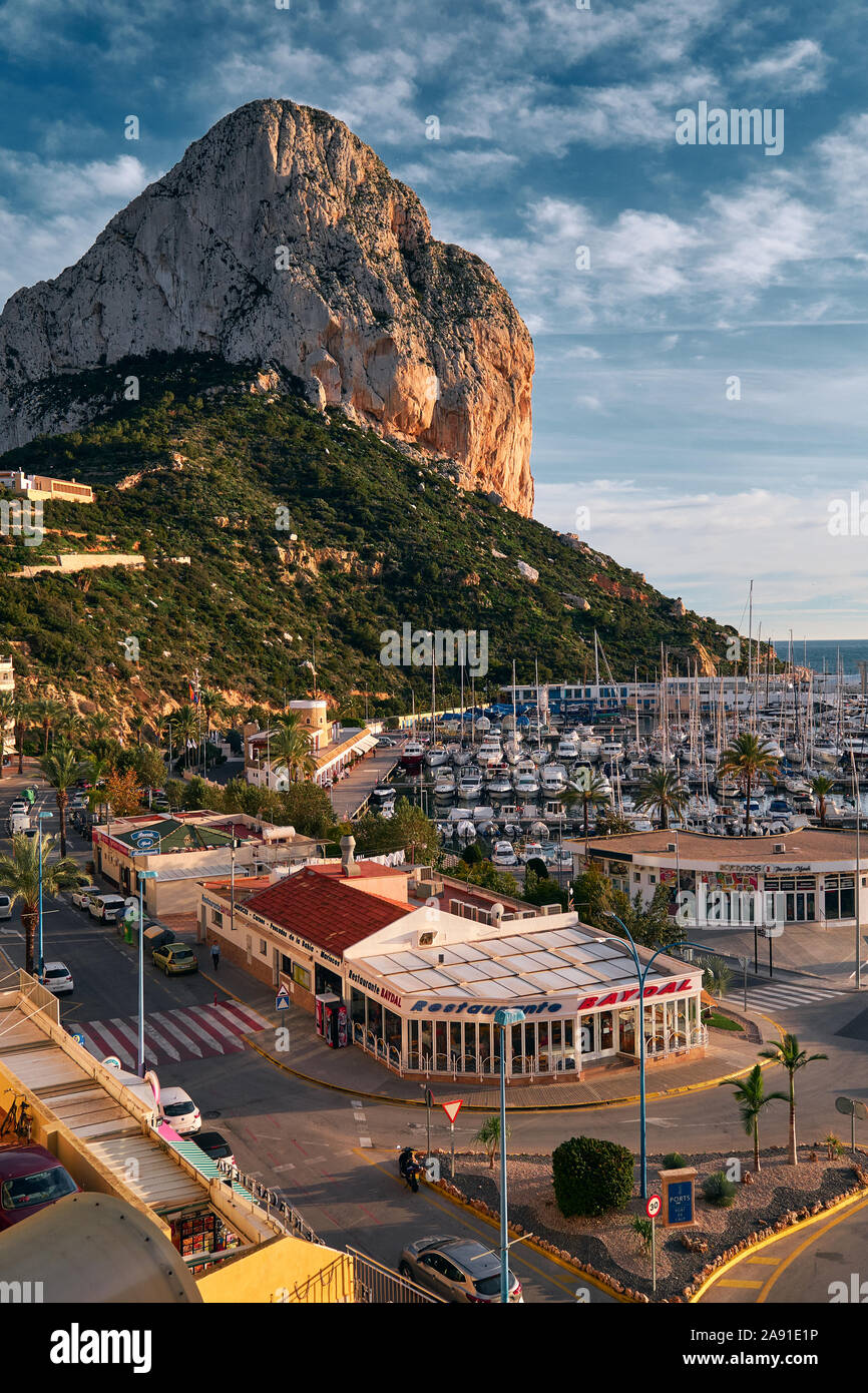 Calpe, Spain - December 19, 2018: Limestone rock located at Natural ...