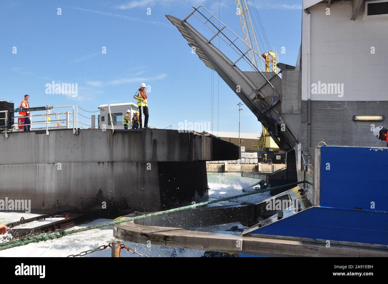 Car ferry lowering its car ramp hi-res stock photography and images - Alamy