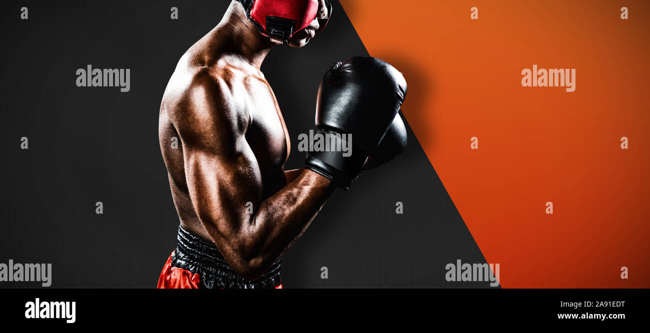Composite image of boxer performing boxing stance Stock Photo - Alamy