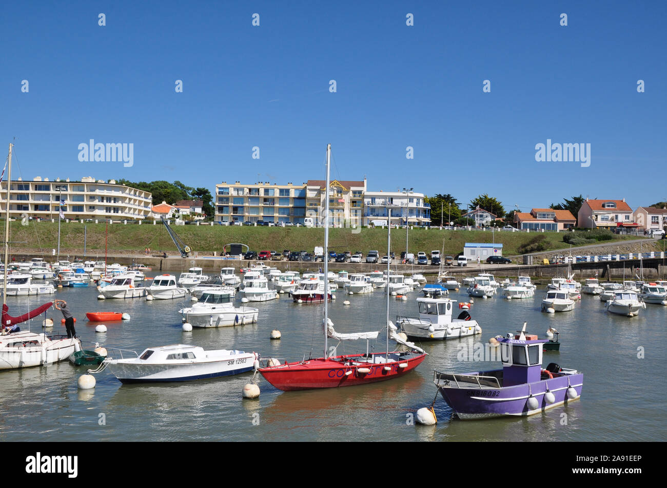 Harbour and seafront, Tharon beach, France Stock Photo - Alamy