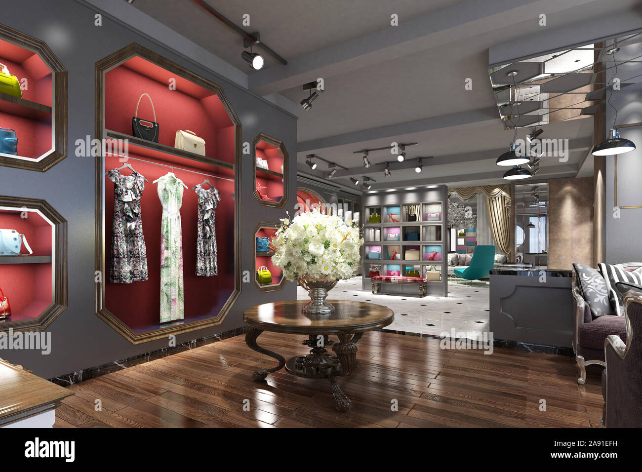 3d render of fashion shop Stock Photo - Alamy