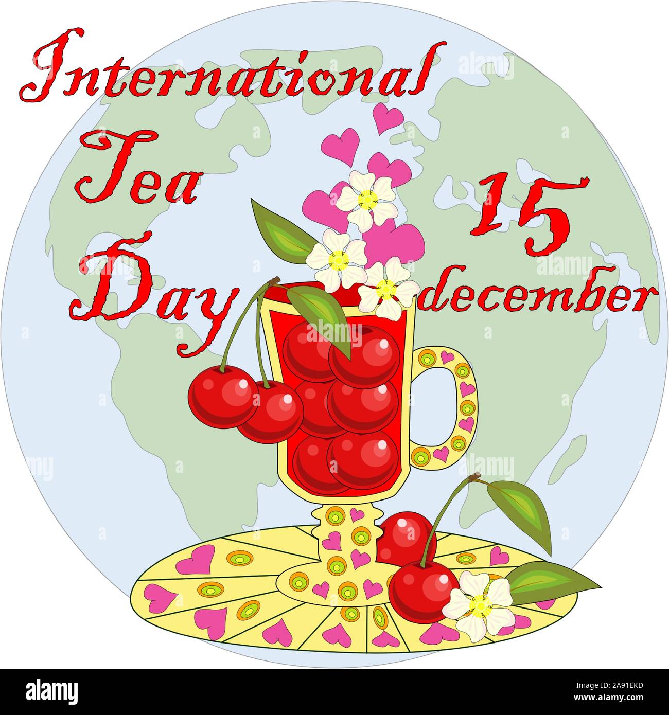 International Tea Day in December 15. World map Stock Vector Image ...