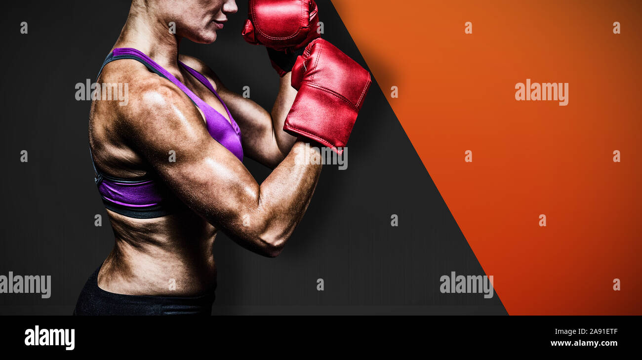 Composite image of side view of boxers with fighting stance Stock Photo ...