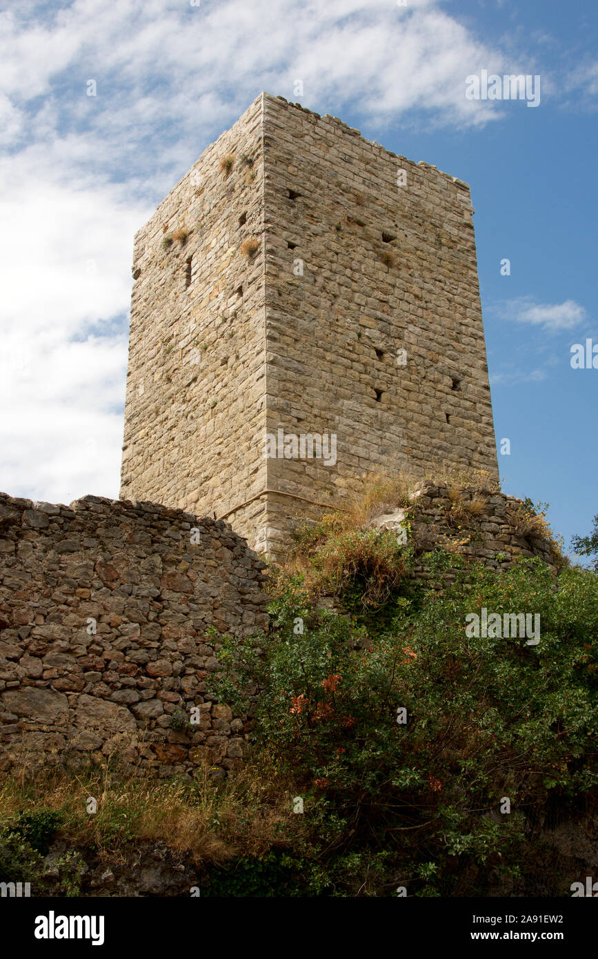 Ancient square tower Chateaudouble village Var Provence France Stock ...