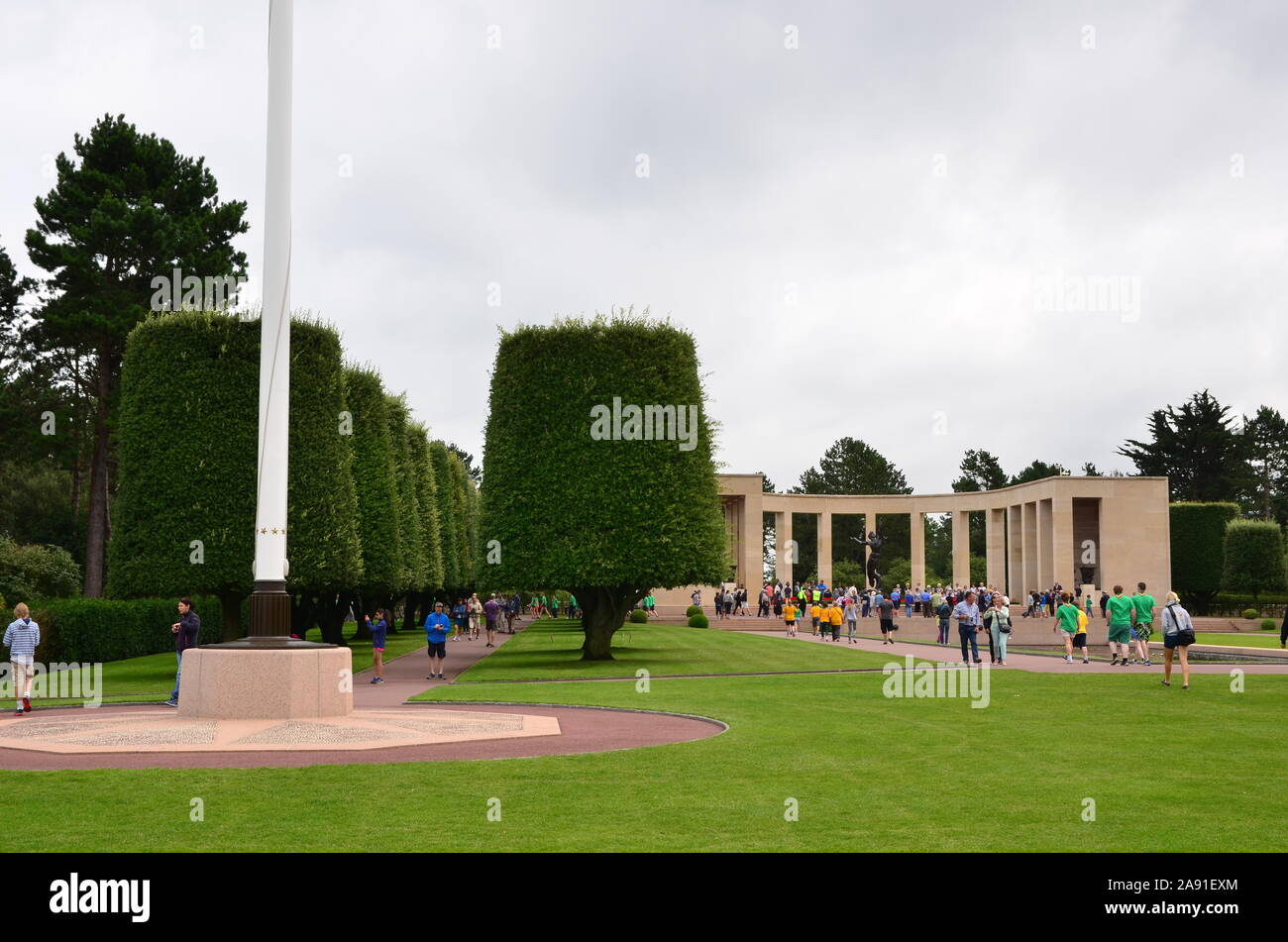 Memorial and reflecting pool, American Cemetery, Colleville-Sur-Mer ...