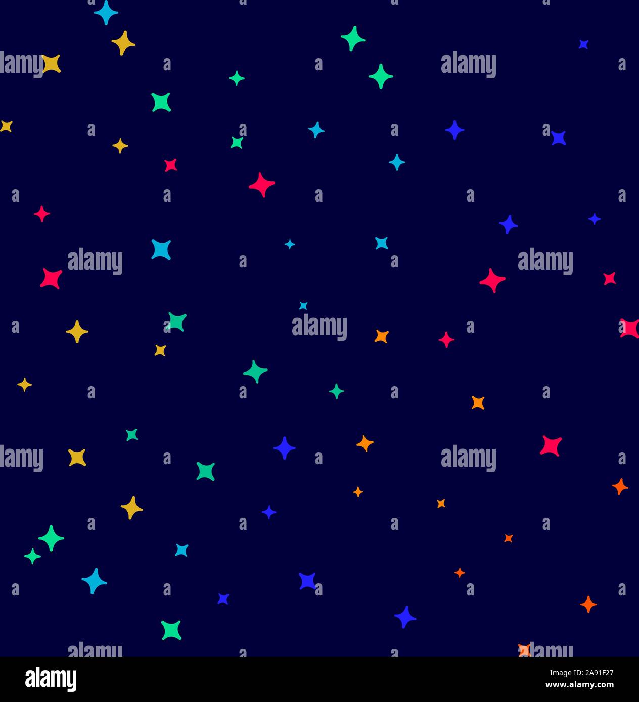 Seamless pattern with night sky and colorful flat stars. Vector tiling ...