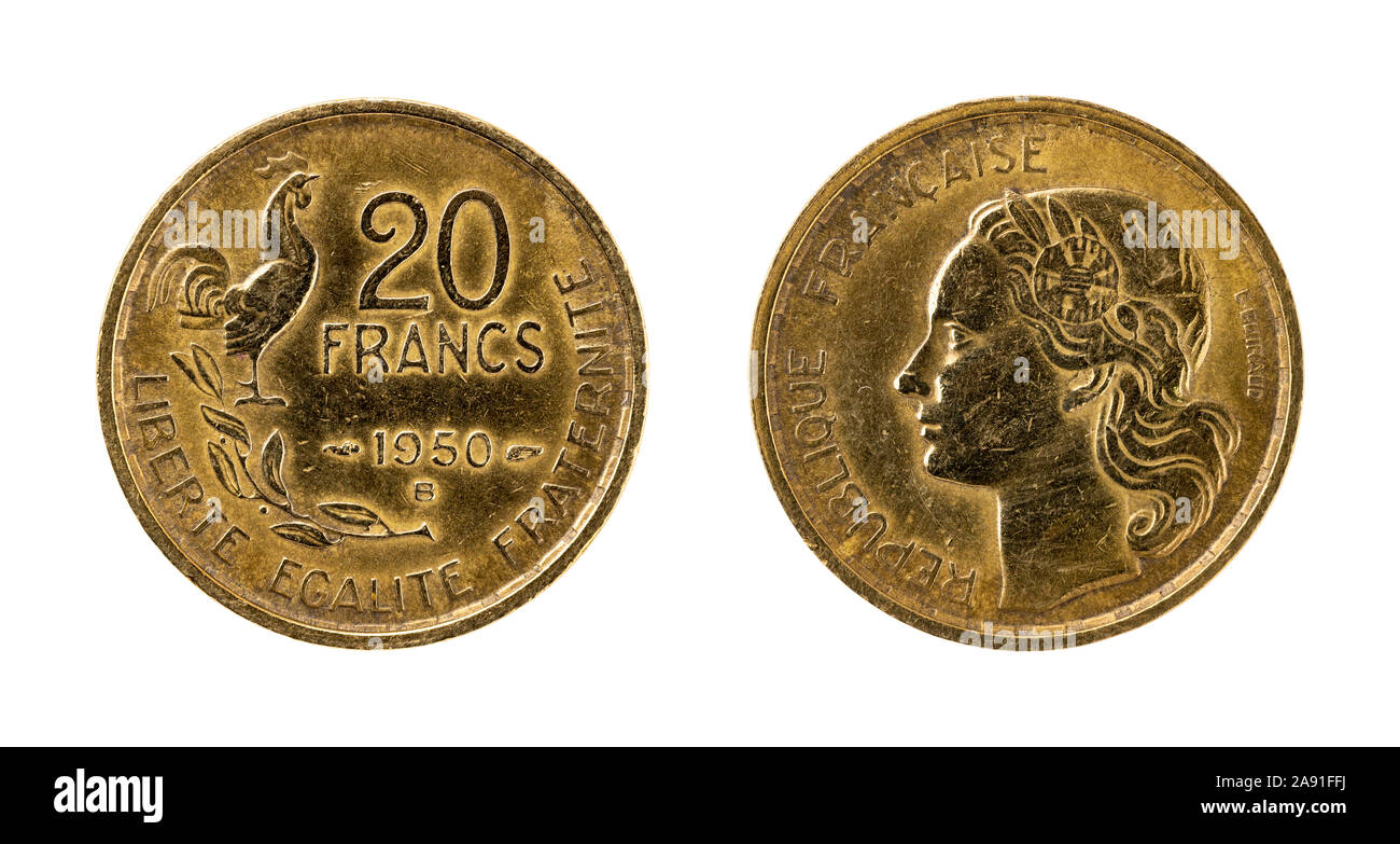 20 Franc Coin from France Stock Photo - Alamy