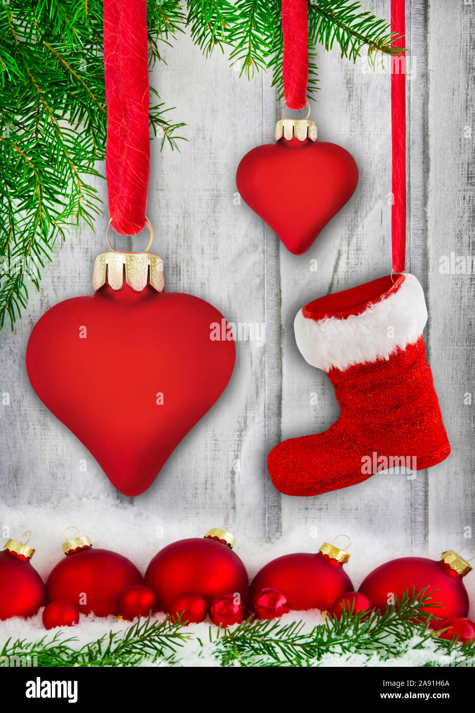 Christmas decoration - two hearts Stock Photo - Alamy