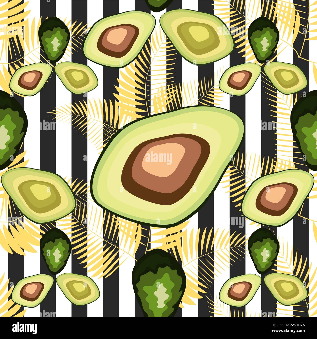 Organic vegetarian avocado seamless repeating pattern - flat style ...