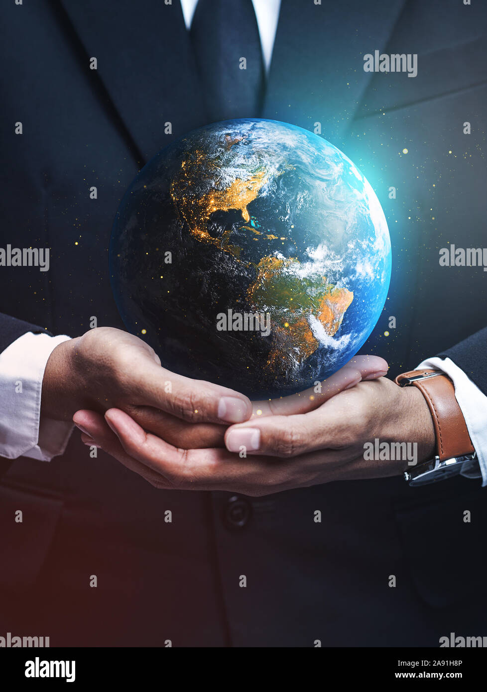 Businessman Holding Earth. Save Earth Concept Stock Photo - Alamy