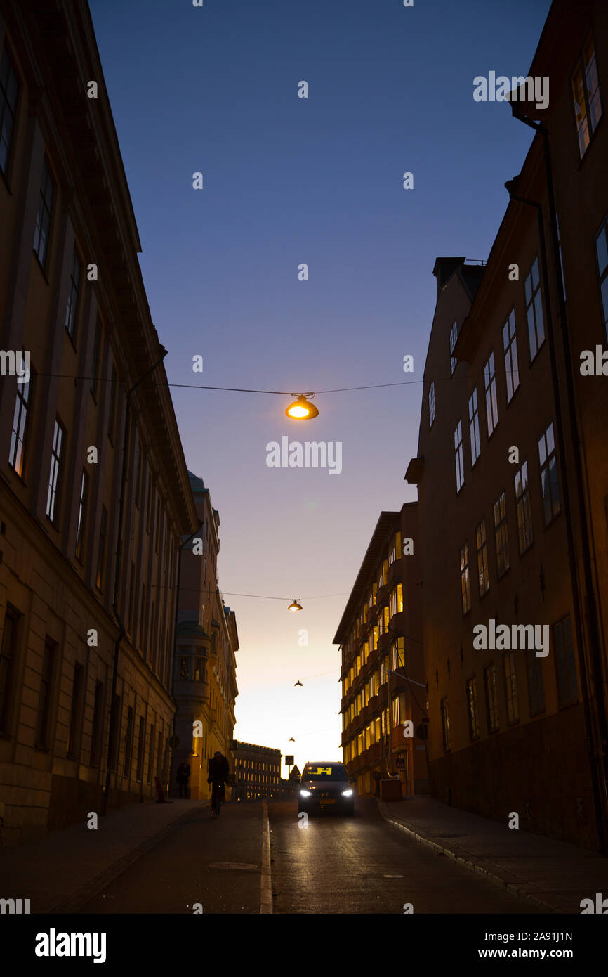 City street at dusk Stock Photo - Alamy