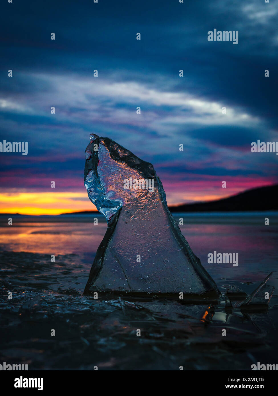 Ice at sunset Stock Photo - Alamy