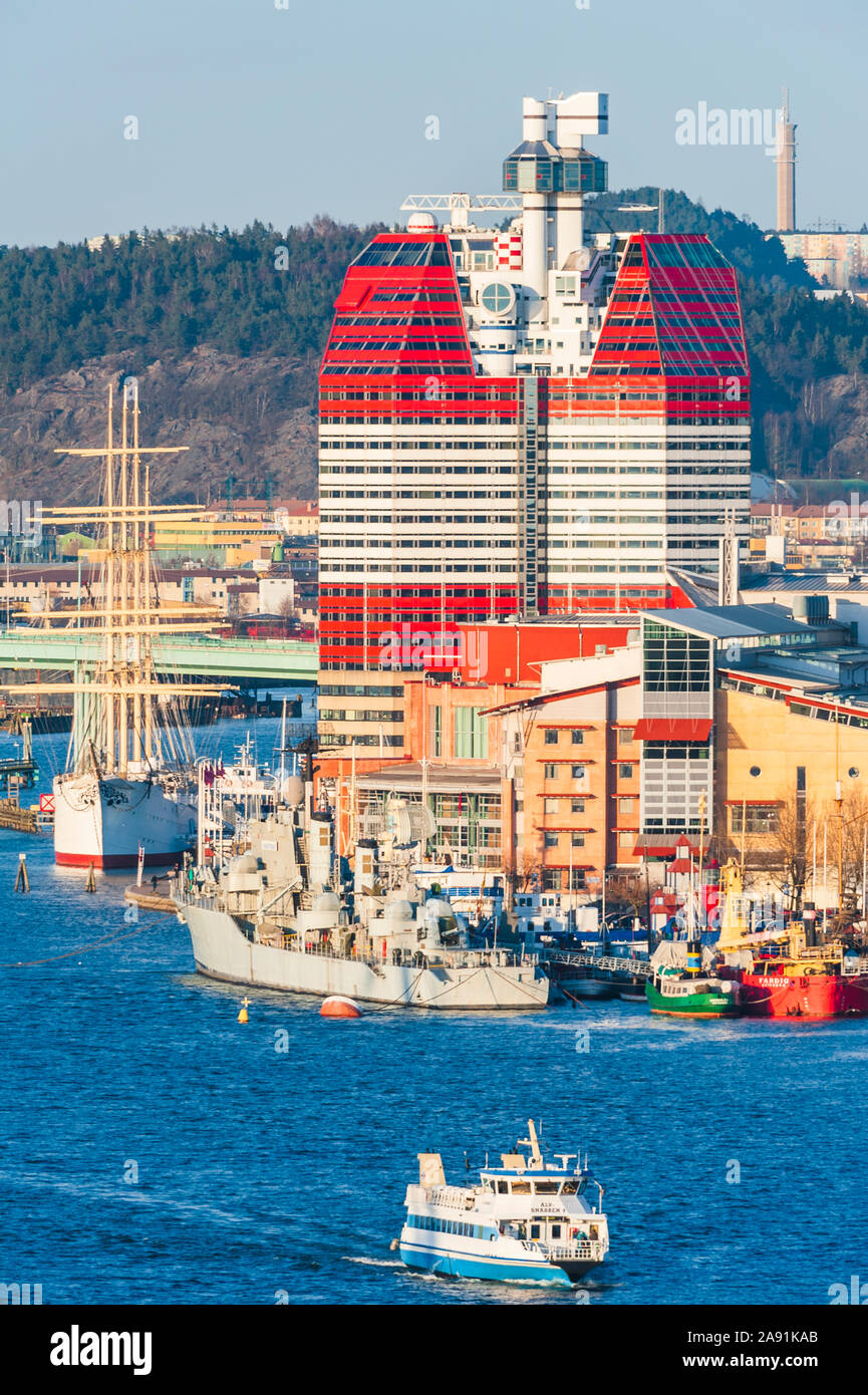 Buildings and boats at sea Stock Photo - Alamy